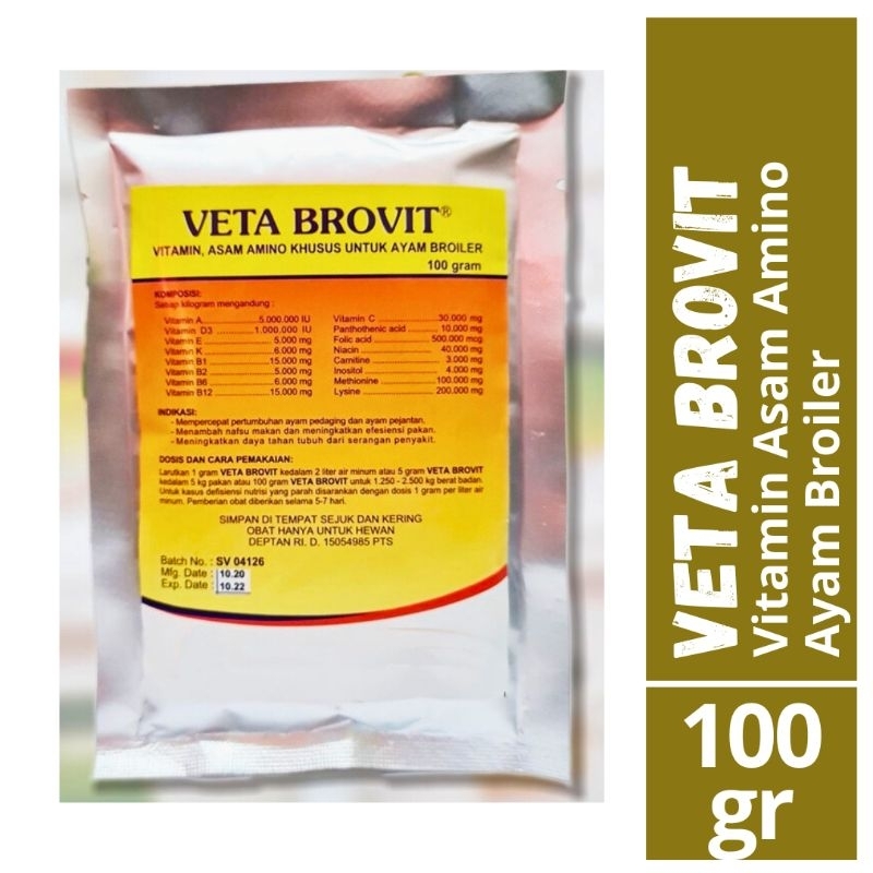 Jual Veta Brovit 100 gram - Vitamin Asam Amino Untuk Ayam Broiler ...