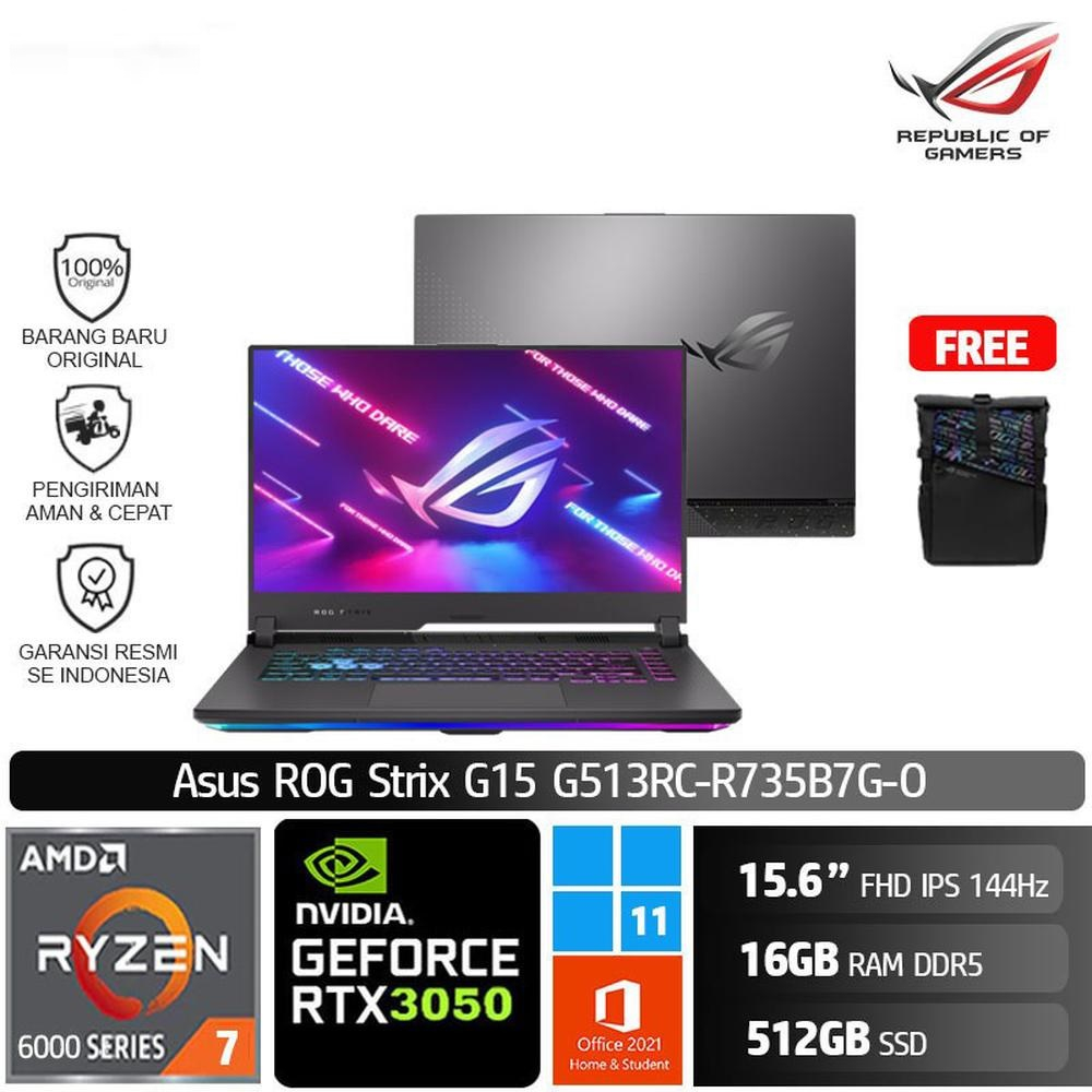 Jual ASUS ROG G513RC R735B7G-O Ryzen 7-6800H 16G SSD 512G RTX3050 4G ...
