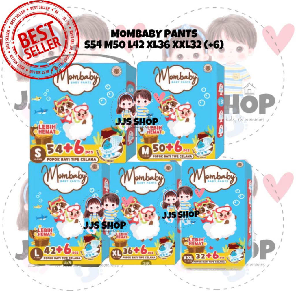 Jual MOMBABY PANTS S54+6 M50+6 L42+6 XL36+6 XXL32+6 S58+6 M54+6 L46+6 XL36+6 MEGAPACK POPOK ...