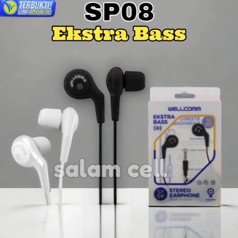 Jual Headset Wellcomm SP08 Extra Bass Stereo Premiun Class Original Sp 08 Garansi Resmi | Shopee ...