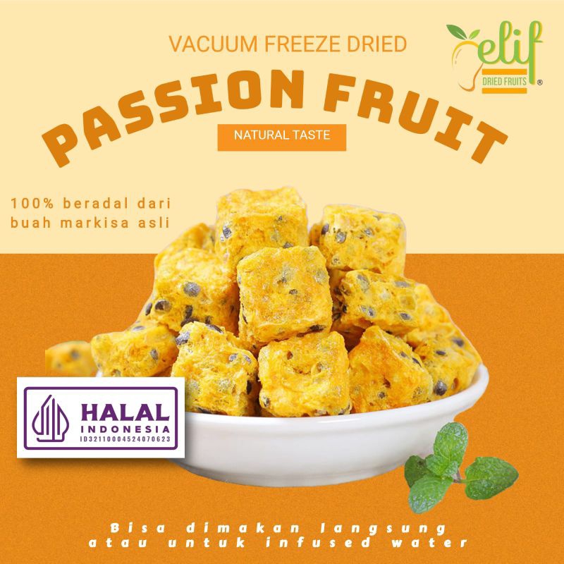 Jual ELIF DRIED FRUITS Freeze Dried Passion Fruit Cube Tea Buah Markisa ...