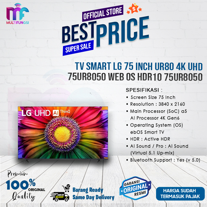 Jual LG Smart TV 75" 75UR8050 UR80 4K UHD Web OS HDR10 Garansi Resmi ...