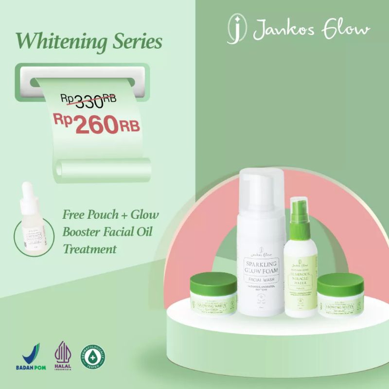 Jual Get SUPRISE Gift!!JANKOS GLOW WHITENING SERIES PAKET SKINCARE CREAM KRIM GLOWING PENCERAH ...