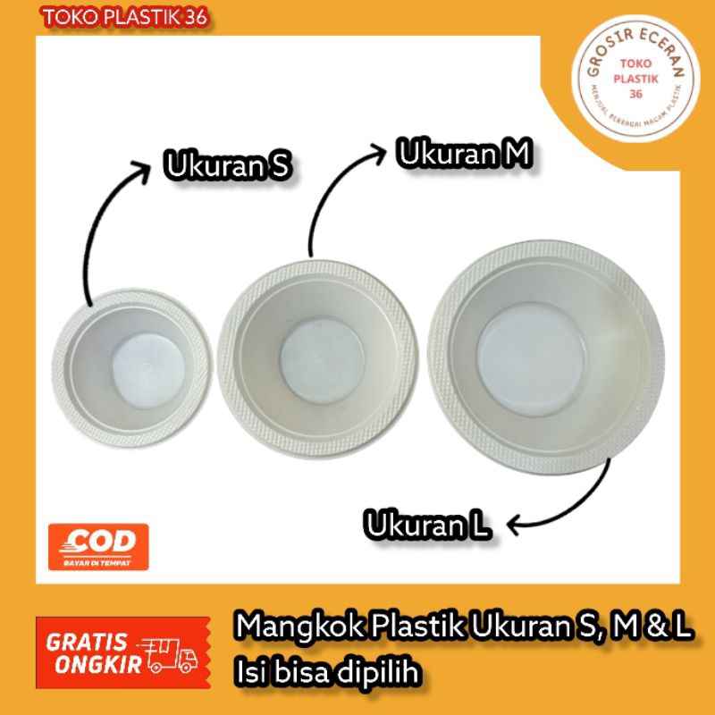 Jual Mangkok Plastik isi @25pcs @50pcs Ukuran S - Ukuran M - Ukuran L ...