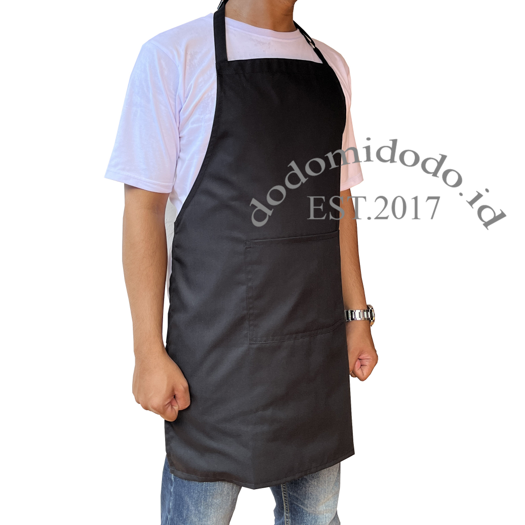Jual Apron Celemek Masak Full Size Apron / Celemek Masak Polos Hitam ...
