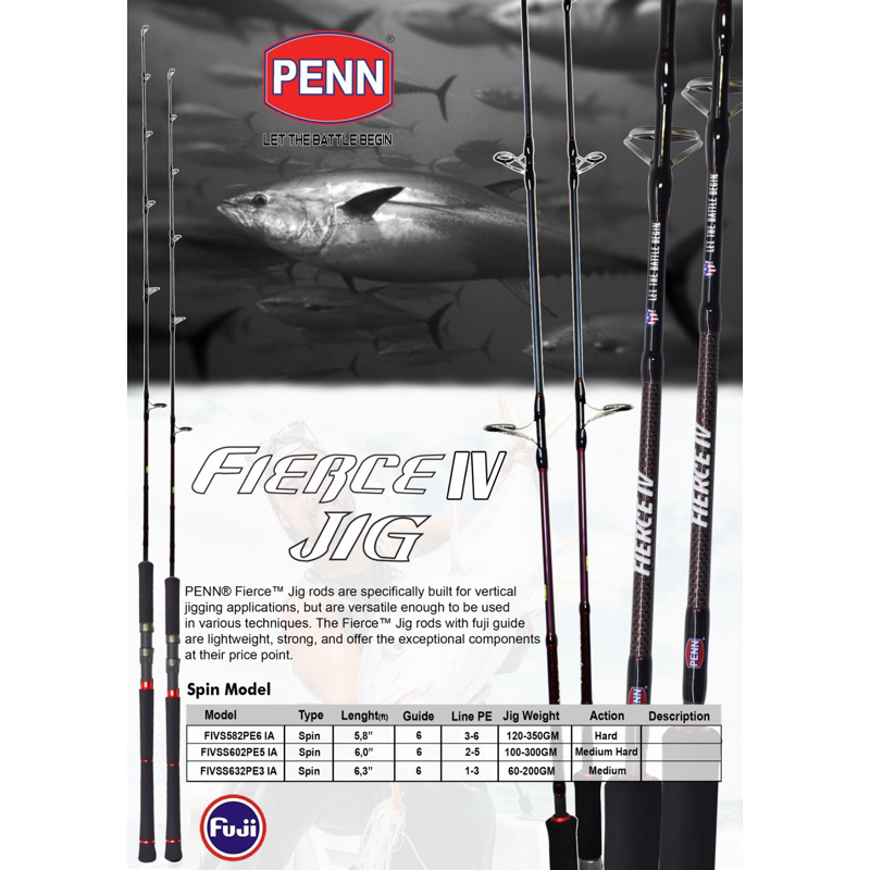 Jual Joran Pancing Jigging PENN FIERCE IV Jigging Carbon Fuji Ringan ...