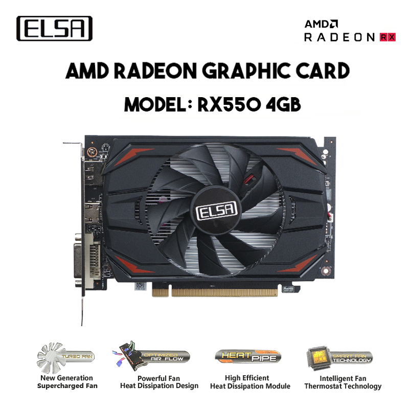 Jual VGA ELSA RADEON RX 550 4Gb 128bit GDDR5 Phantom 2TH | Shopee Indonesia