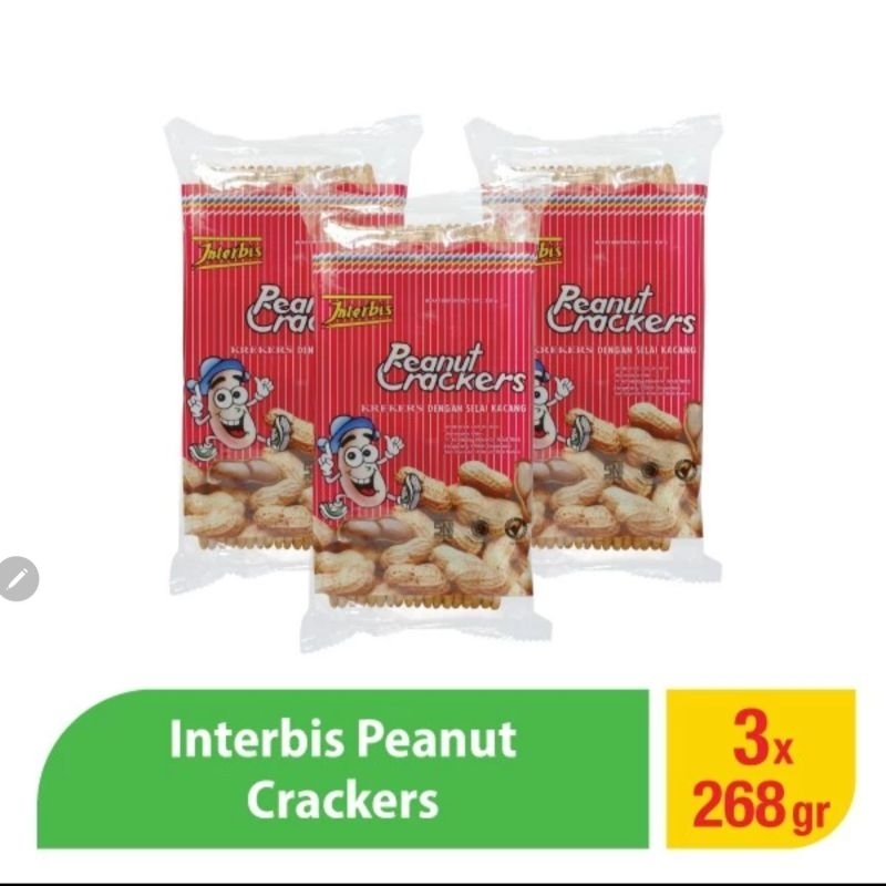 Jual Interbis Peanut Cracker Biskuit Kacang Tray 268 gr | Shopee Indonesia