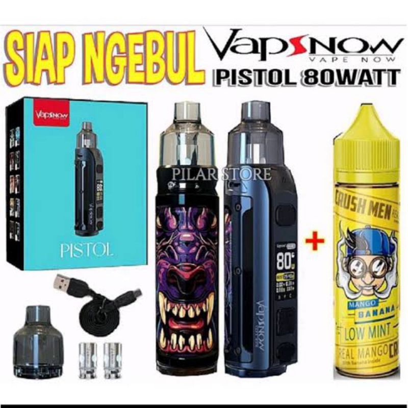 Jual 100%Authentic Vapoor Vape Pistol Pro 80w Free Liquid + Lanyard ...