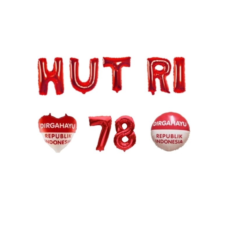 Jual paket Balon huruf Foil HUT RI 78 merah dan balon Merah putih ...