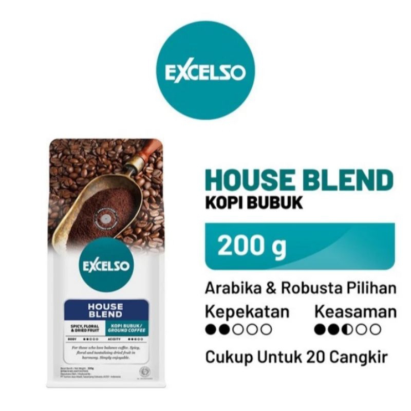 Jual Excelso Kopi Bubuk House Blend 200gr / Kopi Bubuk 200gr House ...