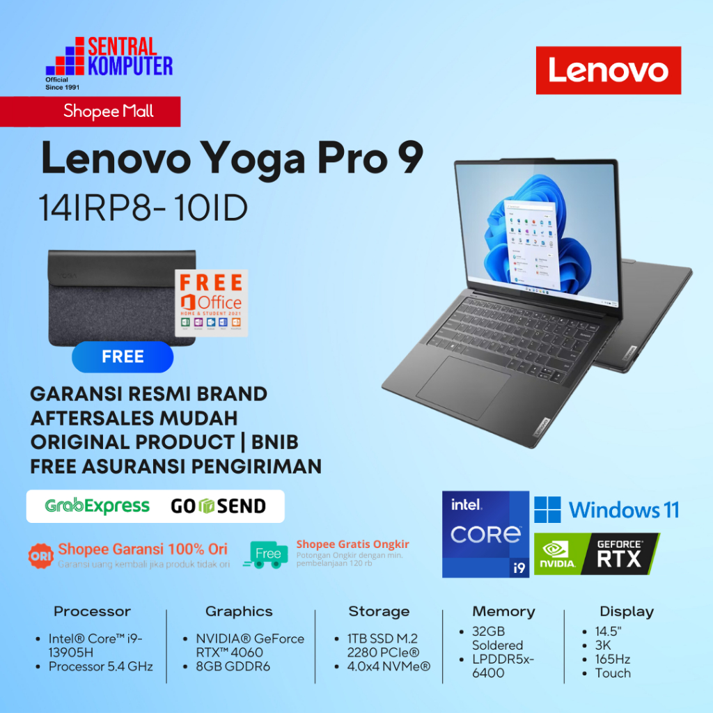 Jual Lenovo Yoga Pro 9 14IRP8 i9-13905H 32G 1TB RTX4060 8G 14.5" 3K W11 ...