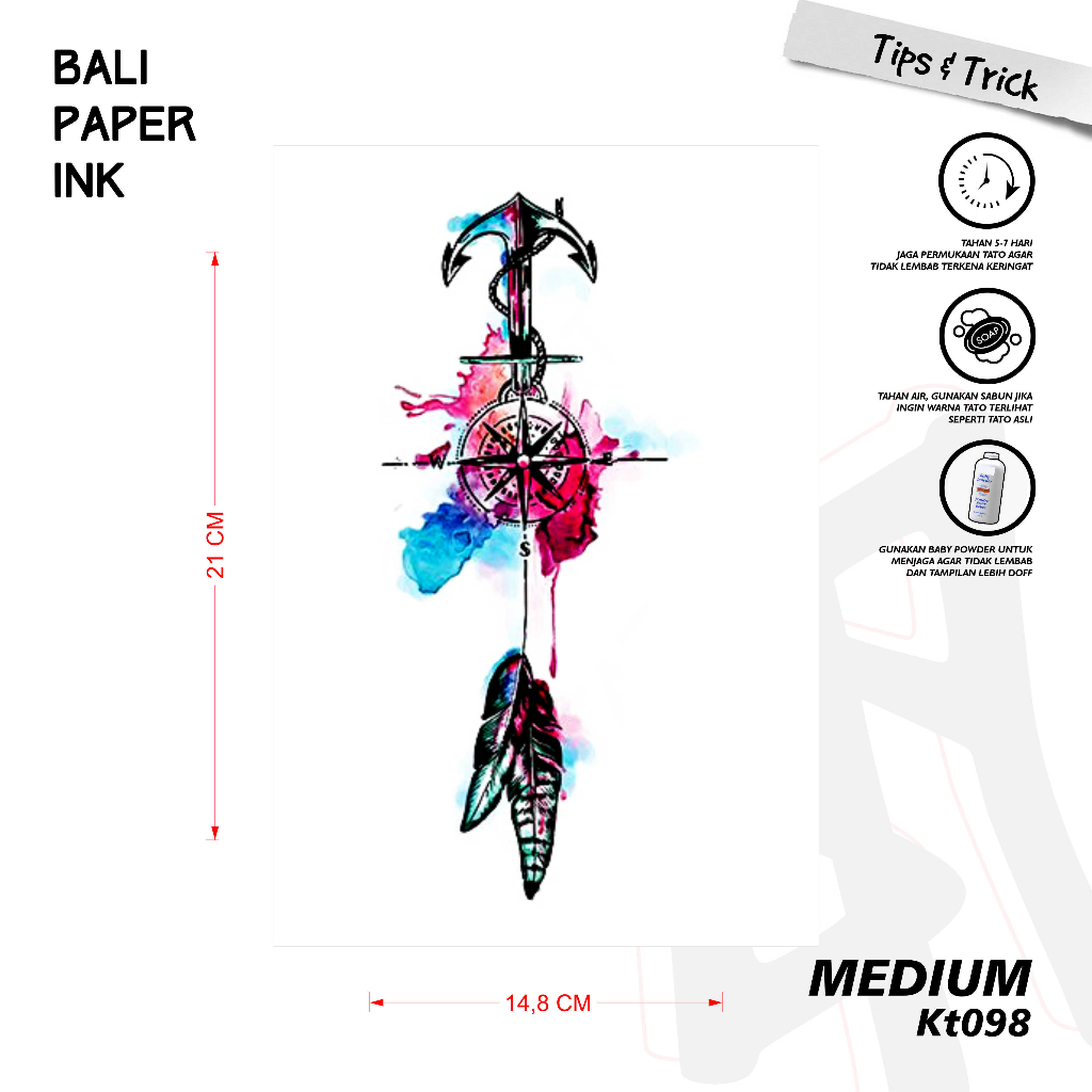 Jual Bali Paper Ink KT098 Dream Catcher Tatto Temporary Basic Tato ...