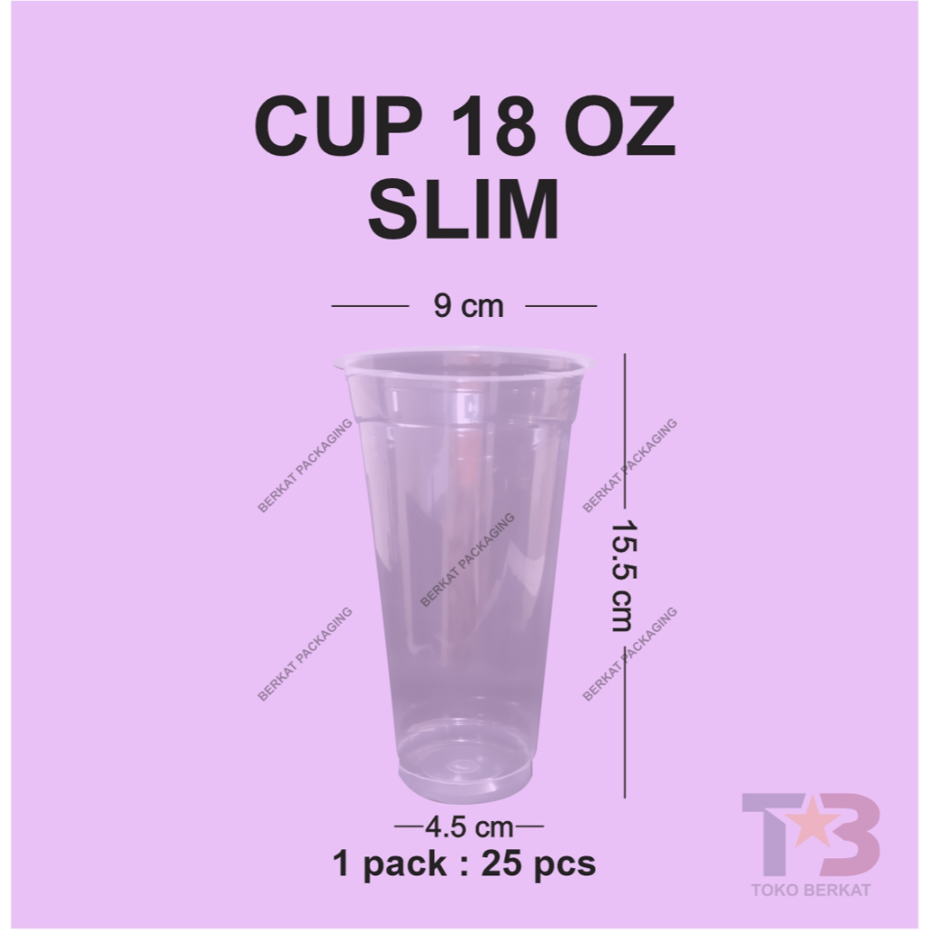 Jual Cup Plastik 18 Oz Slim isi 25 pcs TANPA TUTUP / Cup Ice 540ml / Gelas Plastik / Cup Es Teh ...