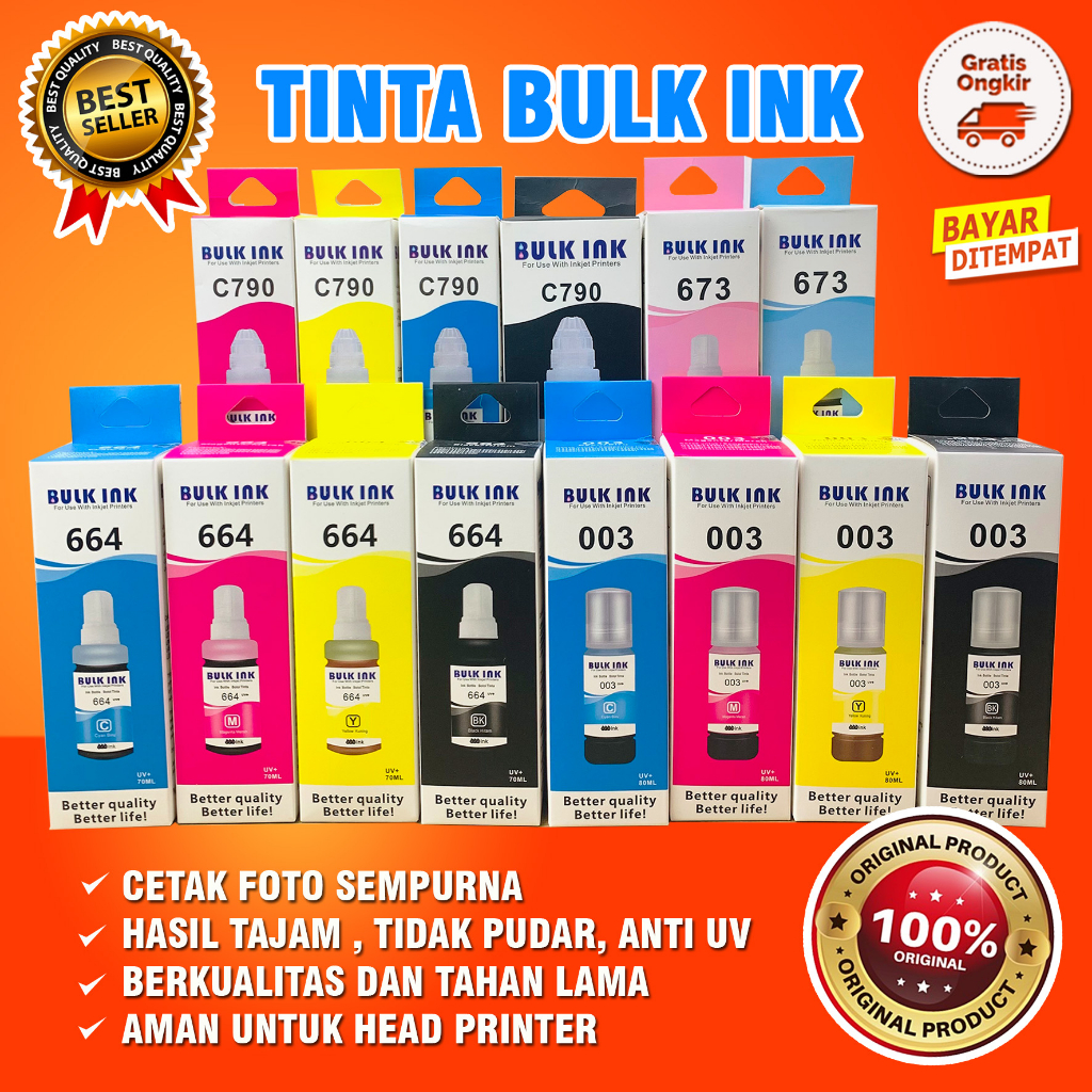 Jual Tinta 003 664 673 Canon C790 Original BULK INK berhologram Untuk ...