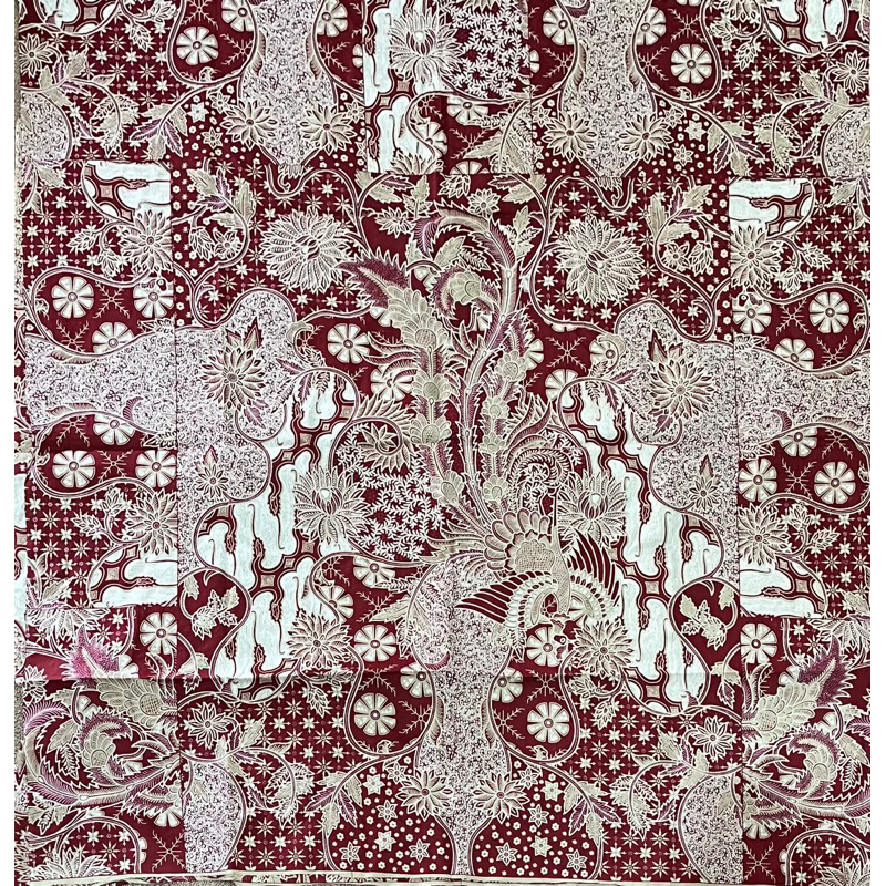 Jual Kain Batik MERAH MAROON MERAH CABE POLA KEMEJA Handprint | Shopee ...