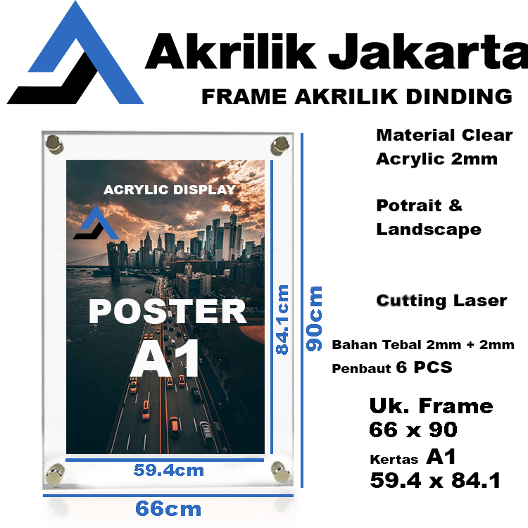 Jual FRAME AKRILIK / DISPLAY / BINGKAI POSTER AKRILIK UKURAN A1 | Shopee Indonesia