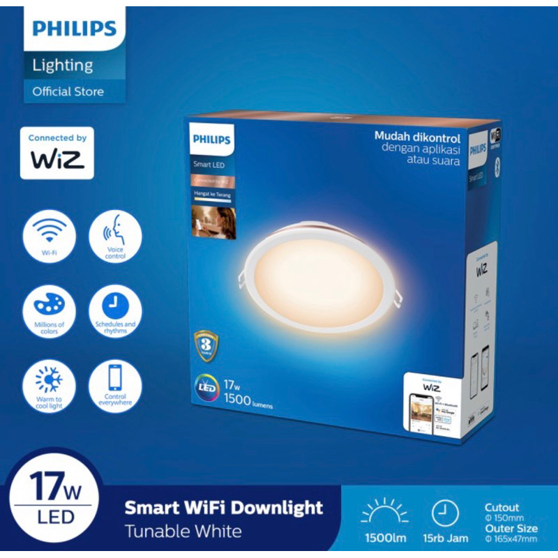 Jual Lampu Philips Smart Wifi LED Downlight 17W - Tunable White Putih ...