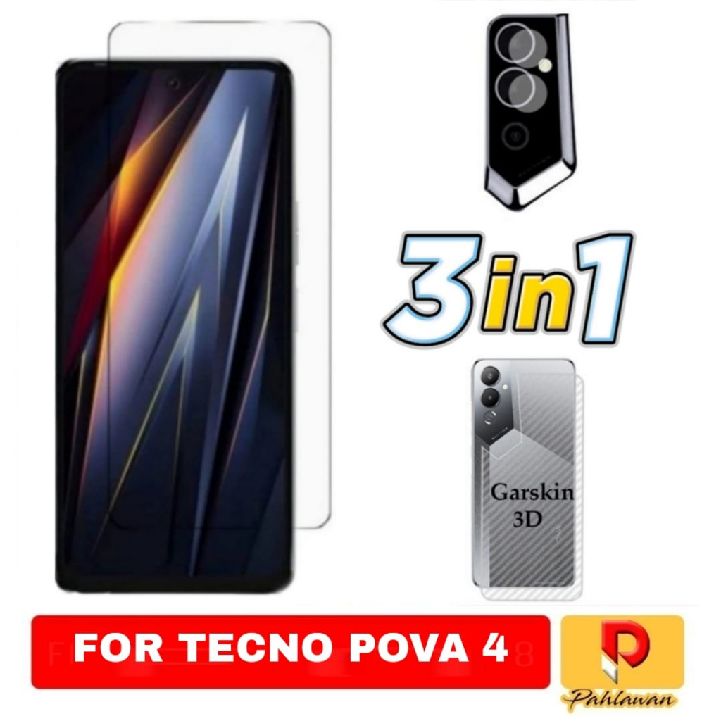 Jual Paket 3in1 Screen Protector Clear TECNO POVA 4 / POVA 4 PRO / POVA ...