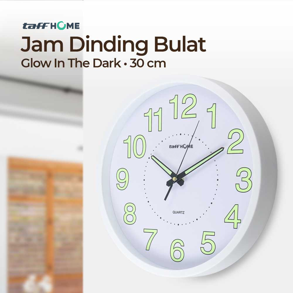 Jual TaffHOME Jam Dinding Bulat Quartz Luminous Glow in The Dark 30CM ...