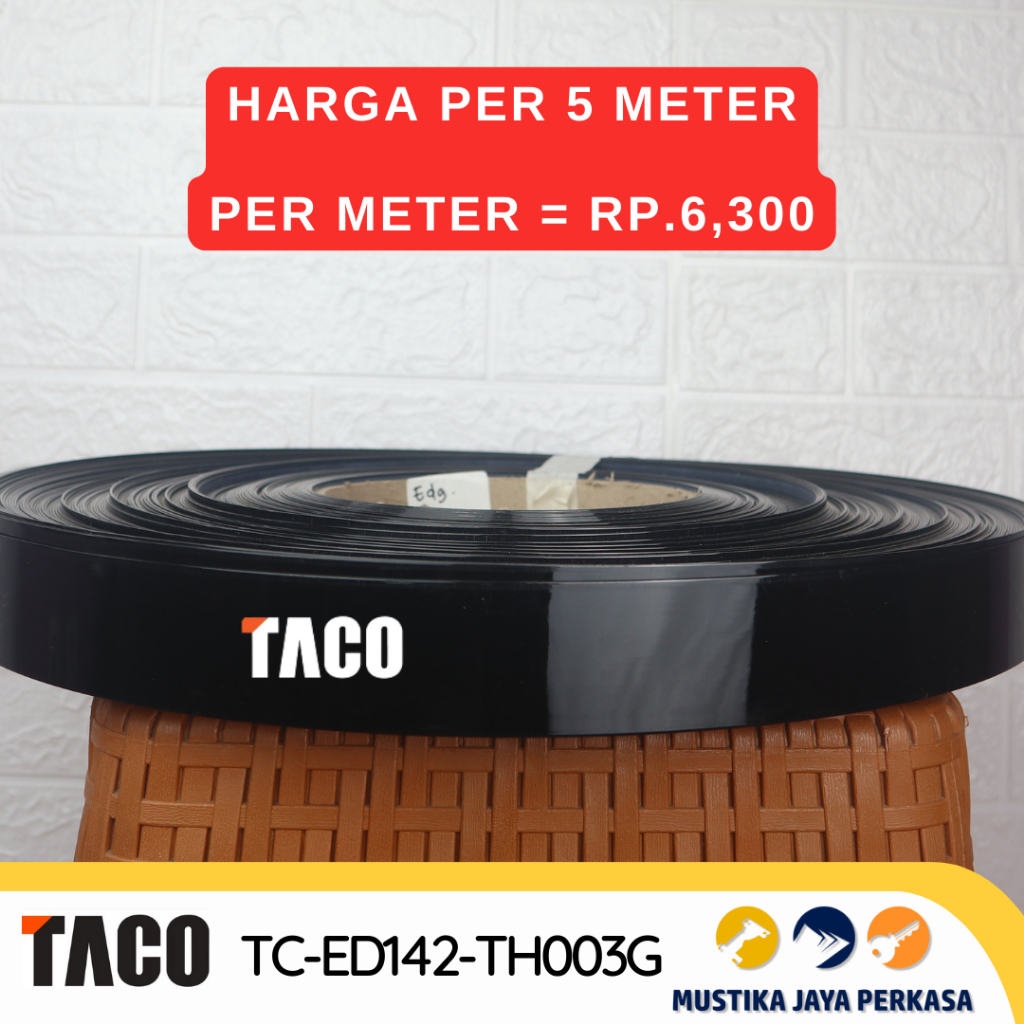 Jual (Per 5 Meter) Edging Taco Solid S 003 G Hitam Kilap Black Glossy 1 x 42 mm | Shopee Indonesia