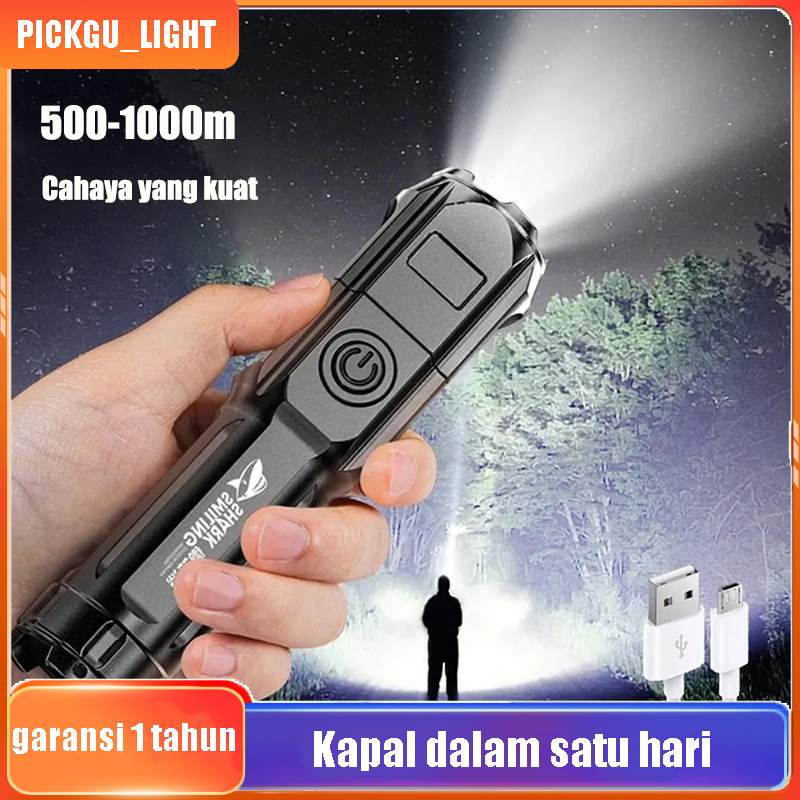 Jual Lampu senter yang kuat Lampu Mini Flashlight USB Charger Outdoor flashlight Far-field ...