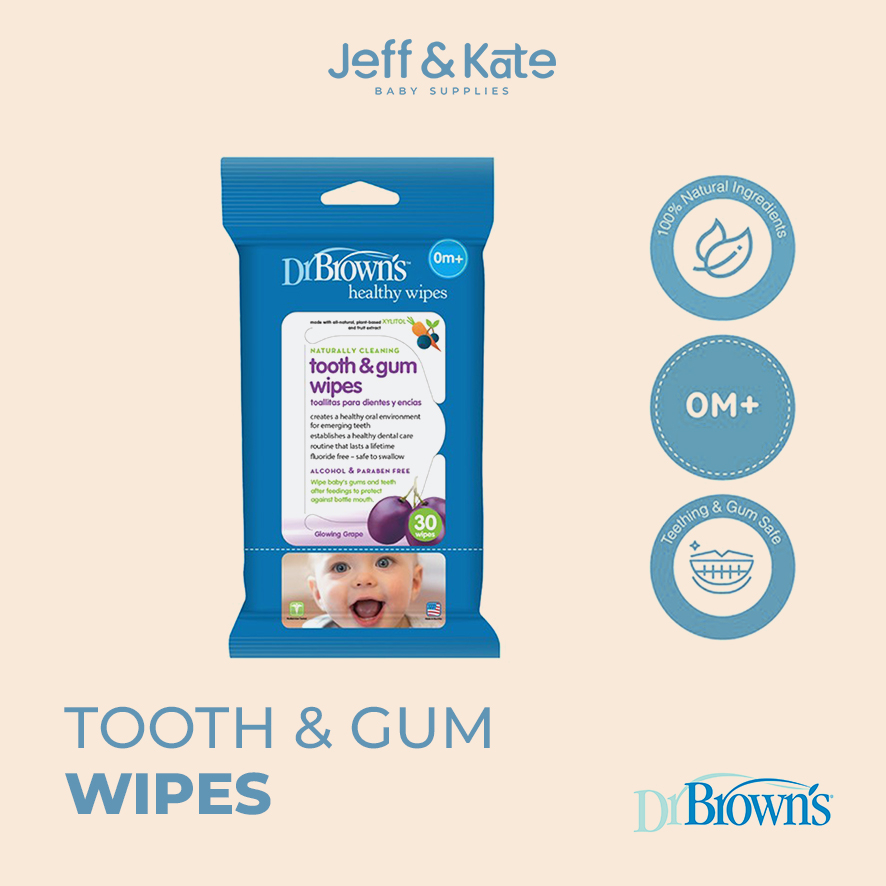 Jual Dr.Brown's tooth & gum wipes, 30-Pack tissue pembersih mulut bayi ...