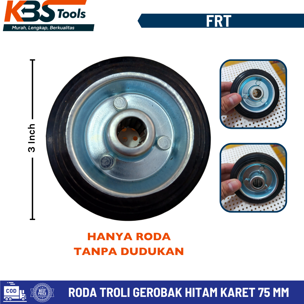 Jual Roda Troli Hitam Karet 3 inch 75 mm (Hanya Roda) | Shopee Indonesia
