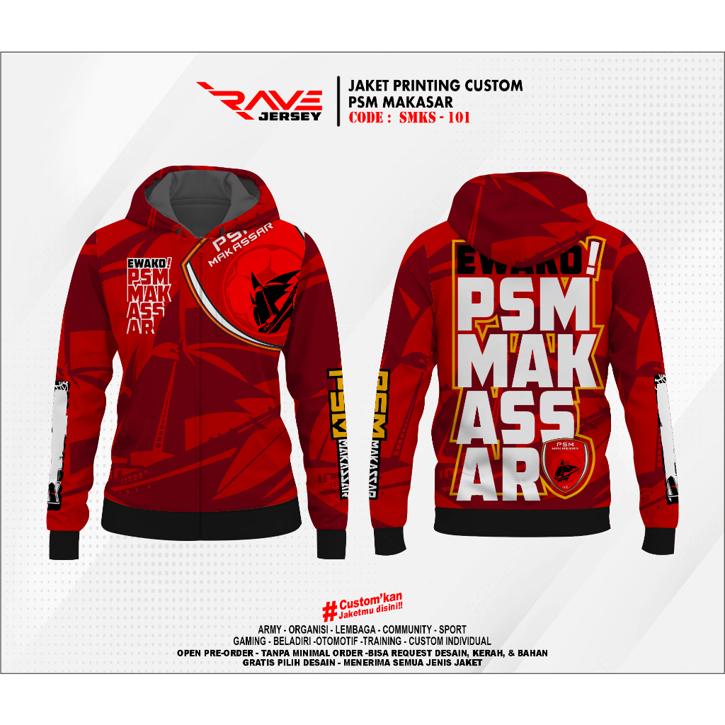 Jual JAKET CLUB PSM MAKASSAR FULL PRINTING SUBLIM CUSTOM (DESAIN SUKA ...