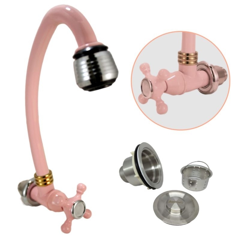 Jual GARANSI 1 TAHUN Warna pink Kran dapur angsa besi stainless 38cm ...