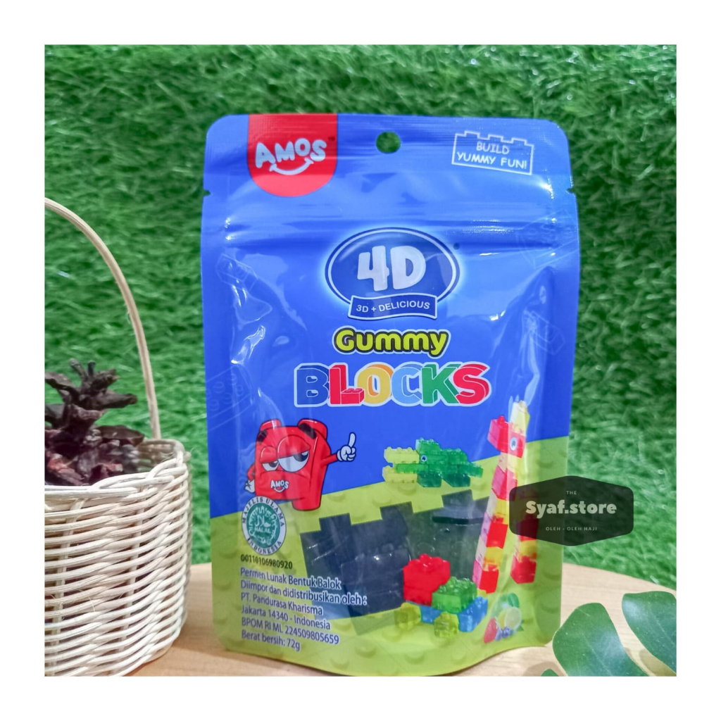 Jual PERMEN JELLY AMOS Gummy candy blocks/ fruits | Permen jelly bentuk ...