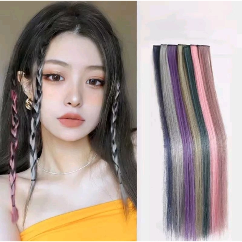 Jual DD-58 hlp hl warna polos clip on 55cm hair clip warna highlight ...
