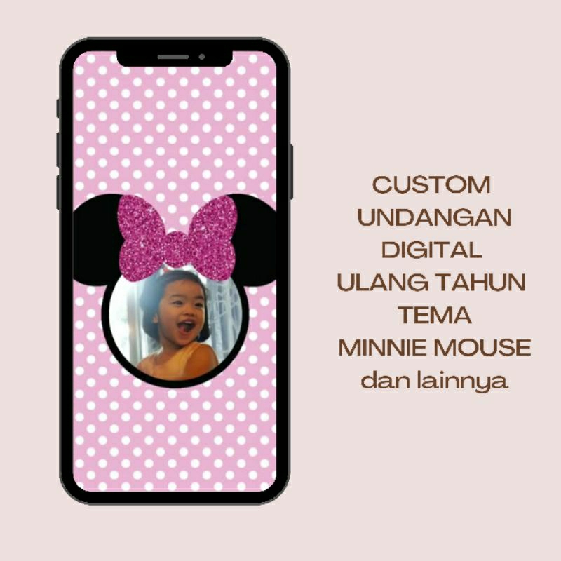 Jual Undangan Digital Ulang Tahun Anak tema Minnie Mouse dll | Shopee ...