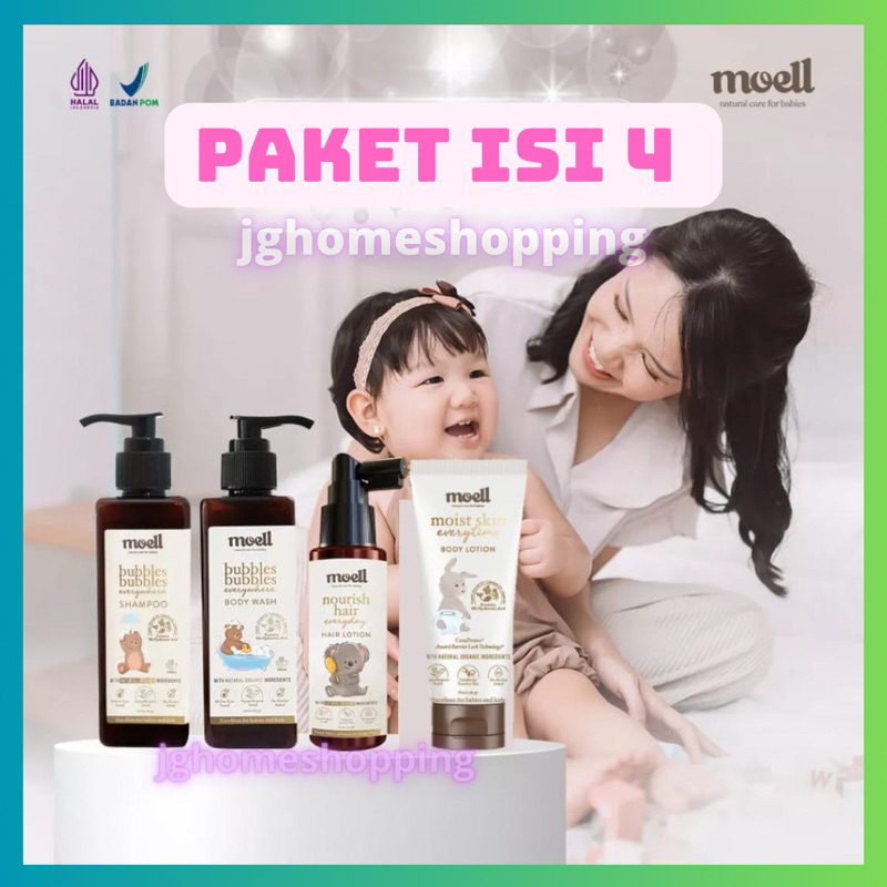 Jual hair lotion moell bundling isi 4 moel body losion bayi | Shopee ...