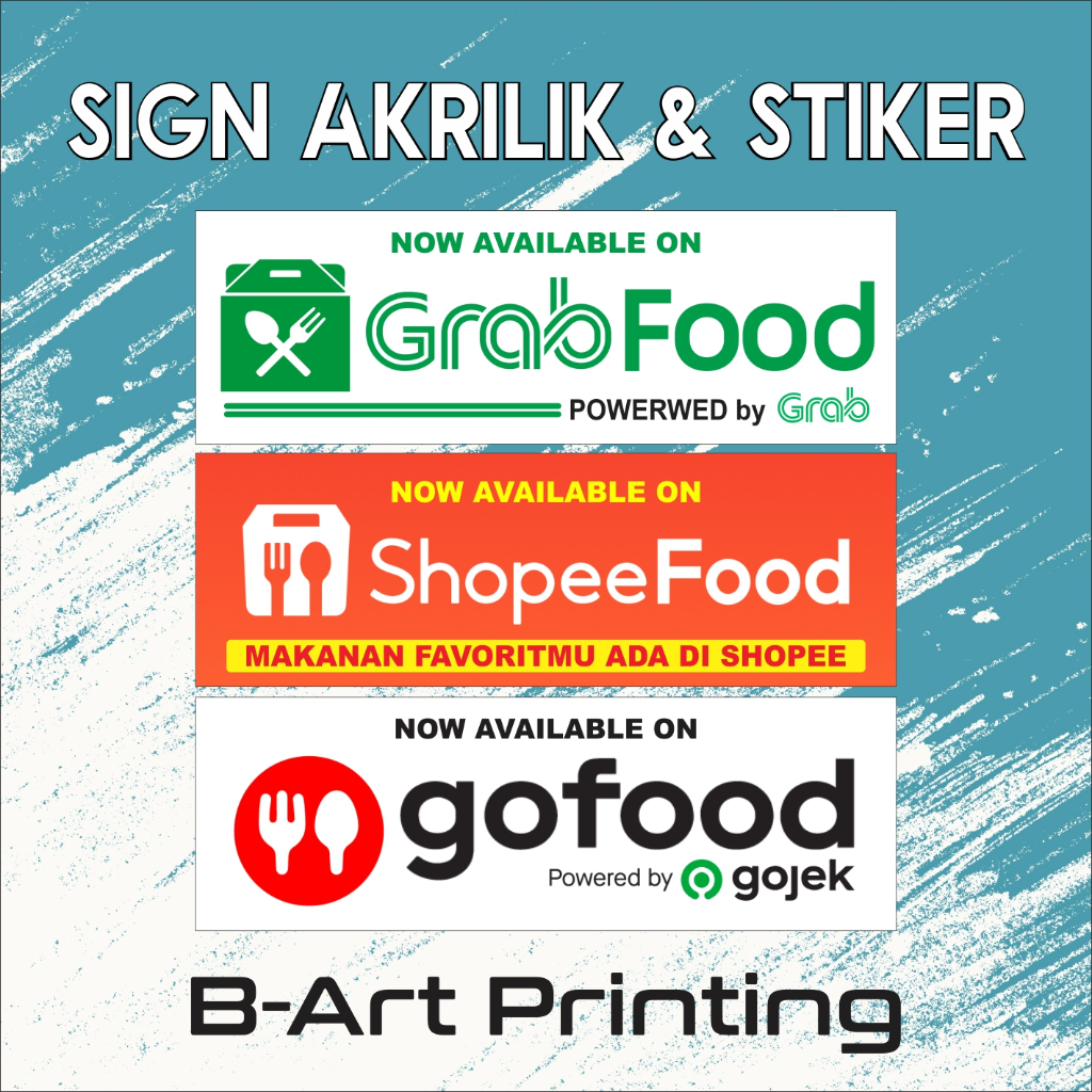 Jual Papan Akrilik dan Stiker Go Food, Grab Food, Shopee Food (Melayani ...