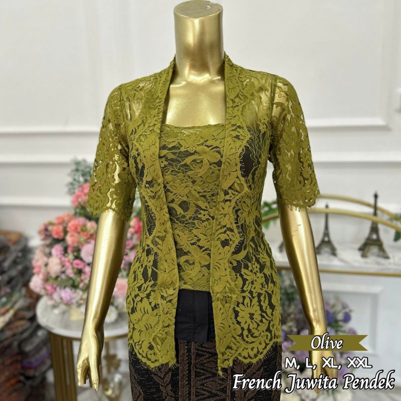 Jual Kebaya Brokat Perancis Lengan Pendek | Shopee Indonesia