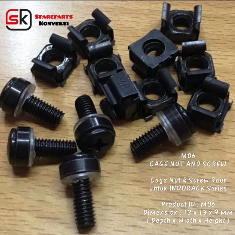 Jual M06 Cage Nut and Screw Baut Rak Rack Server INDORACK | Shopee ...