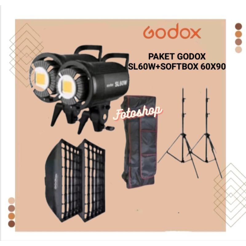 Jual PAKET LAMPU GODOX SL60W SL-60W SOFTBOX 60X90,80CM,120CM LIGHTING ...