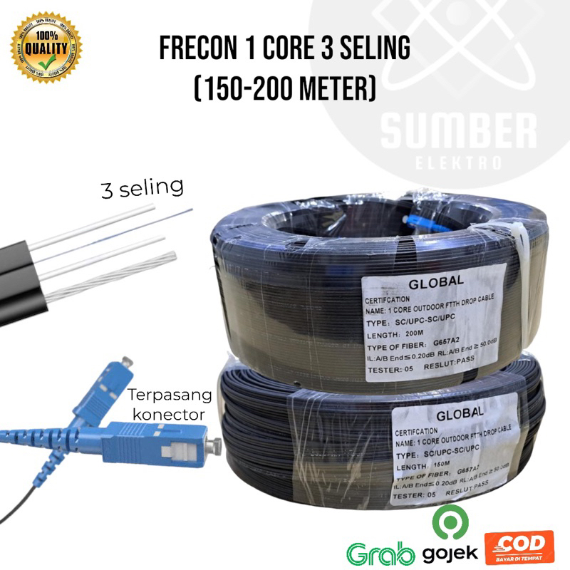 Jual GLOBAL KABEL FRECON 1 CORE 3 SELING ( 150-200 METER) SC UPC | FO ...
