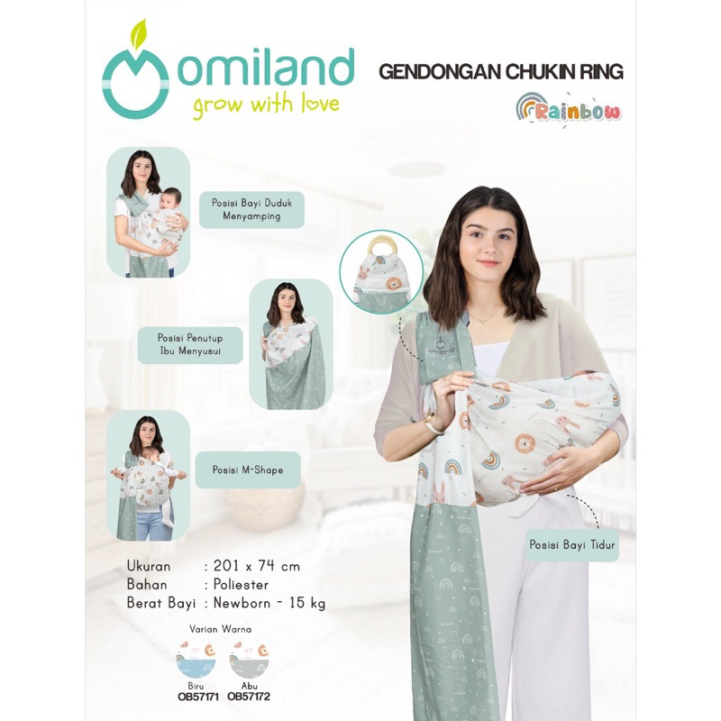 Jual OMILAND SNOBBY Gendongan Bayi Ring Sling Cukin Alpaca / Rainbow ...