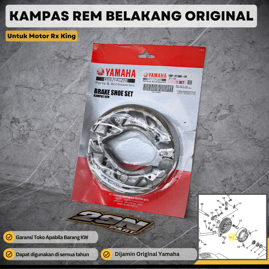 Jual KAMPAS KANVAS REM BELAKANG RX KING / SCORPIO (5BP-F530K-20) ORIGINAL | Shopee Indonesia