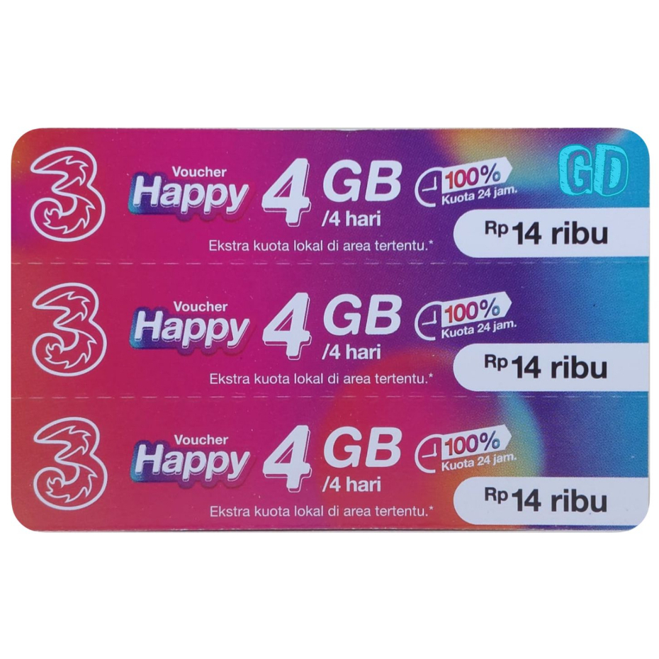 Jual Voucher Tri Happy 4GB 4Hari | Shopee Indonesia
