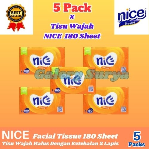 Jual Tissu Facial NICE 180 Sheet ( 5 PACK) | Shopee Indonesia