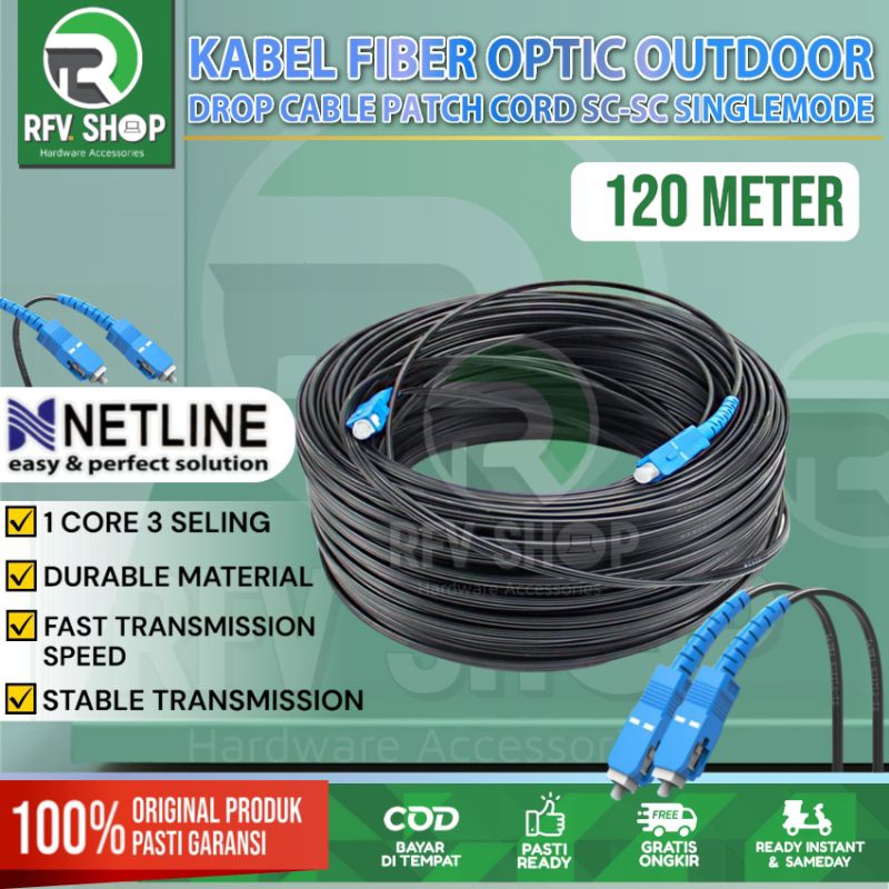 Jual Kabel FO Fiber Optic Single mode SC - SC 120 METER FTTH Drop core ...
