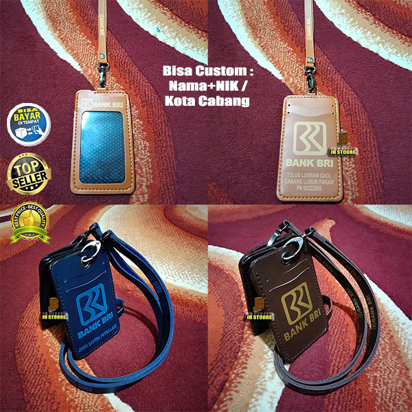 Jual Tempat Id Card BRI Kulit Custom Nama / Id Card Holder Bri Gantung ...