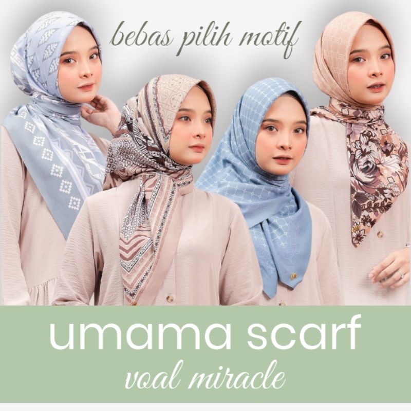 Jual (PART 1)Umama Hijab Jilbab Kerudung Segi Empat Voal Miracle Motif Print Laser Cutting 110 × ...