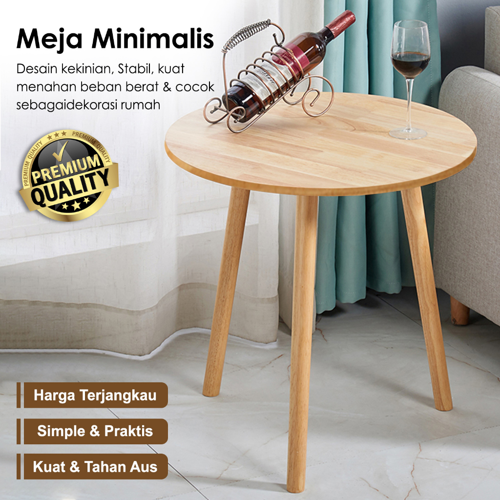 Jual Meja Kayu Bulat Ukuran 60cm x 60cm Meja Ruang Tamu Minimalis ...
