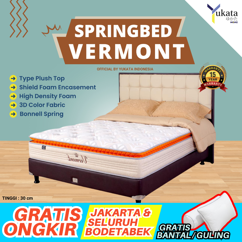 Jual YUKATA VERMONT PREMIUM SPRING BED SPRINGBED INOAC YUKATA 100% ...