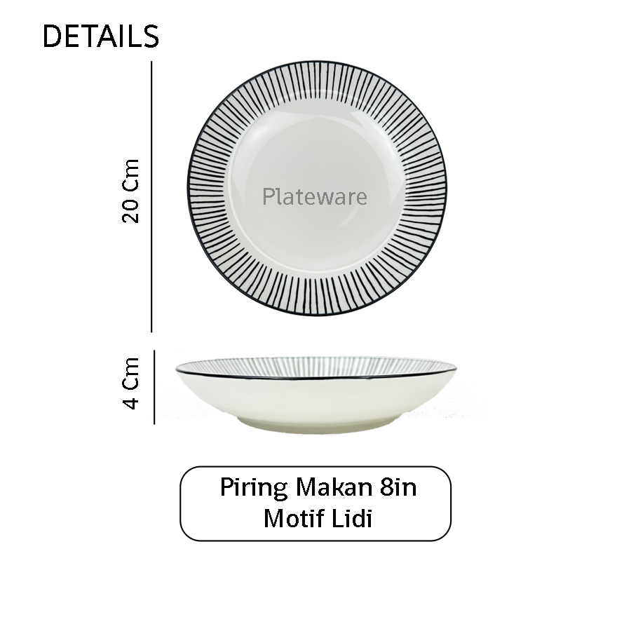 Jual Piring Makan Keramik Piring Saji Piring Buah Motif Polkadot Ukuran ...