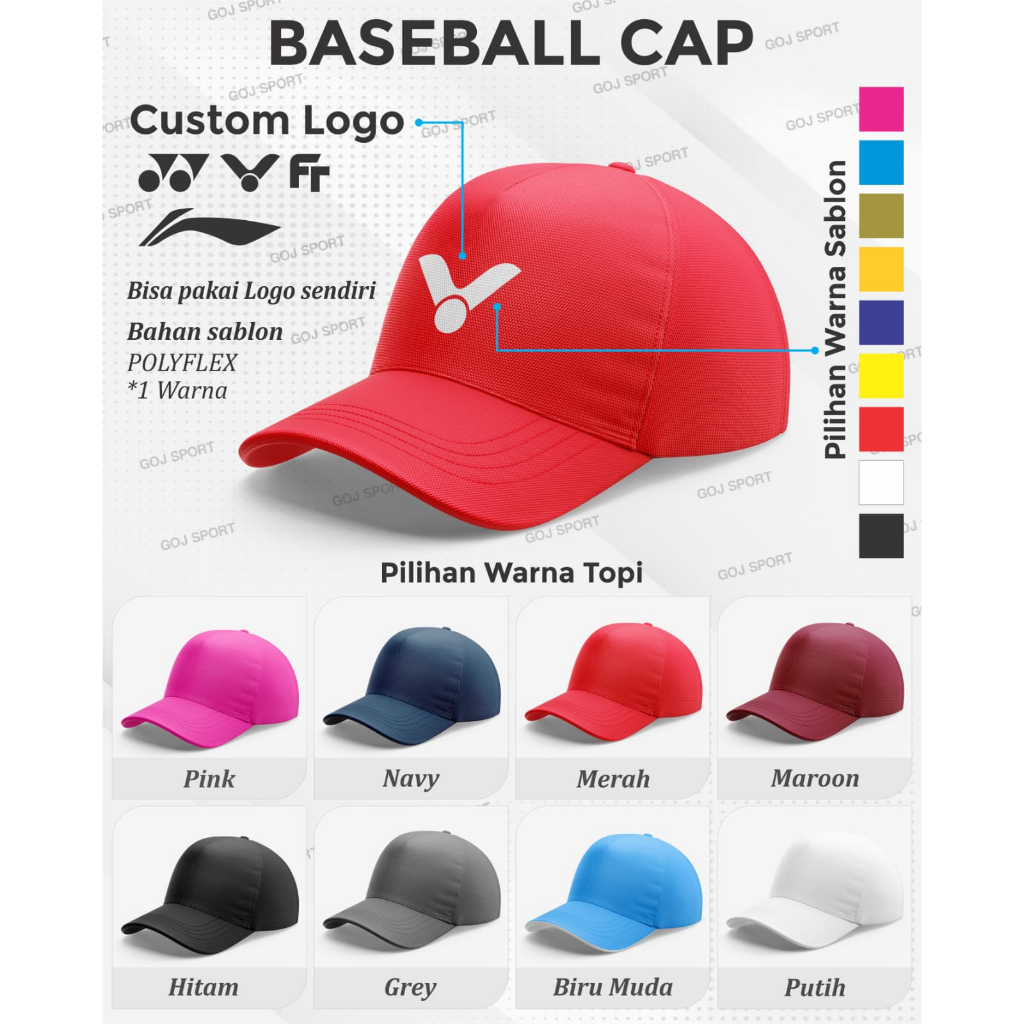 Jual Topi Badminton Custom Logo Baseball CAP | Shopee Indonesia